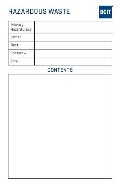 Hazardous Waste INFO Stickers – BCIT Inventory